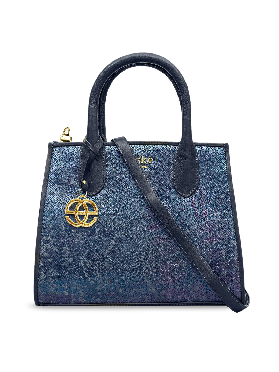 Buy Eske Blue Leather Structured Handheld Bag - Handbags for Women ...