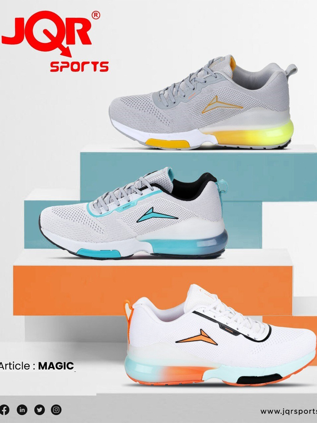 Buy JQR Men MAGIC Grey Solid Mesh Lace Up Running Shoes - Sports Shoes ...