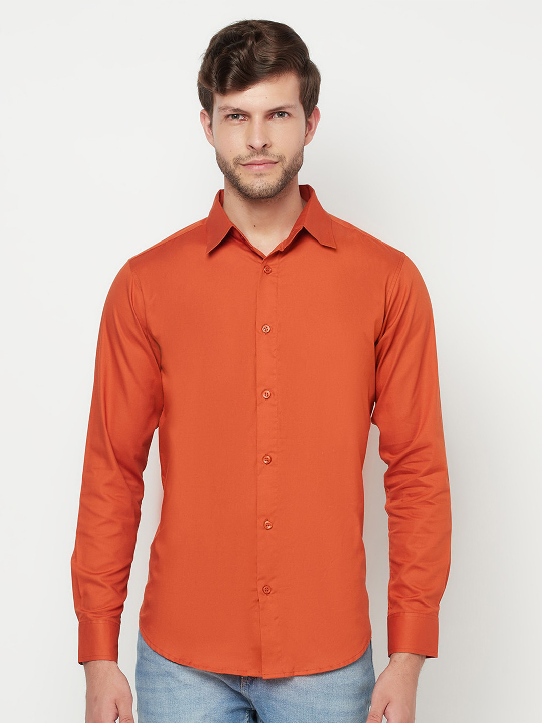 Buy Purple State Men Rust Slim Fit Cotton Semiformal Shirt - Shirts for ...