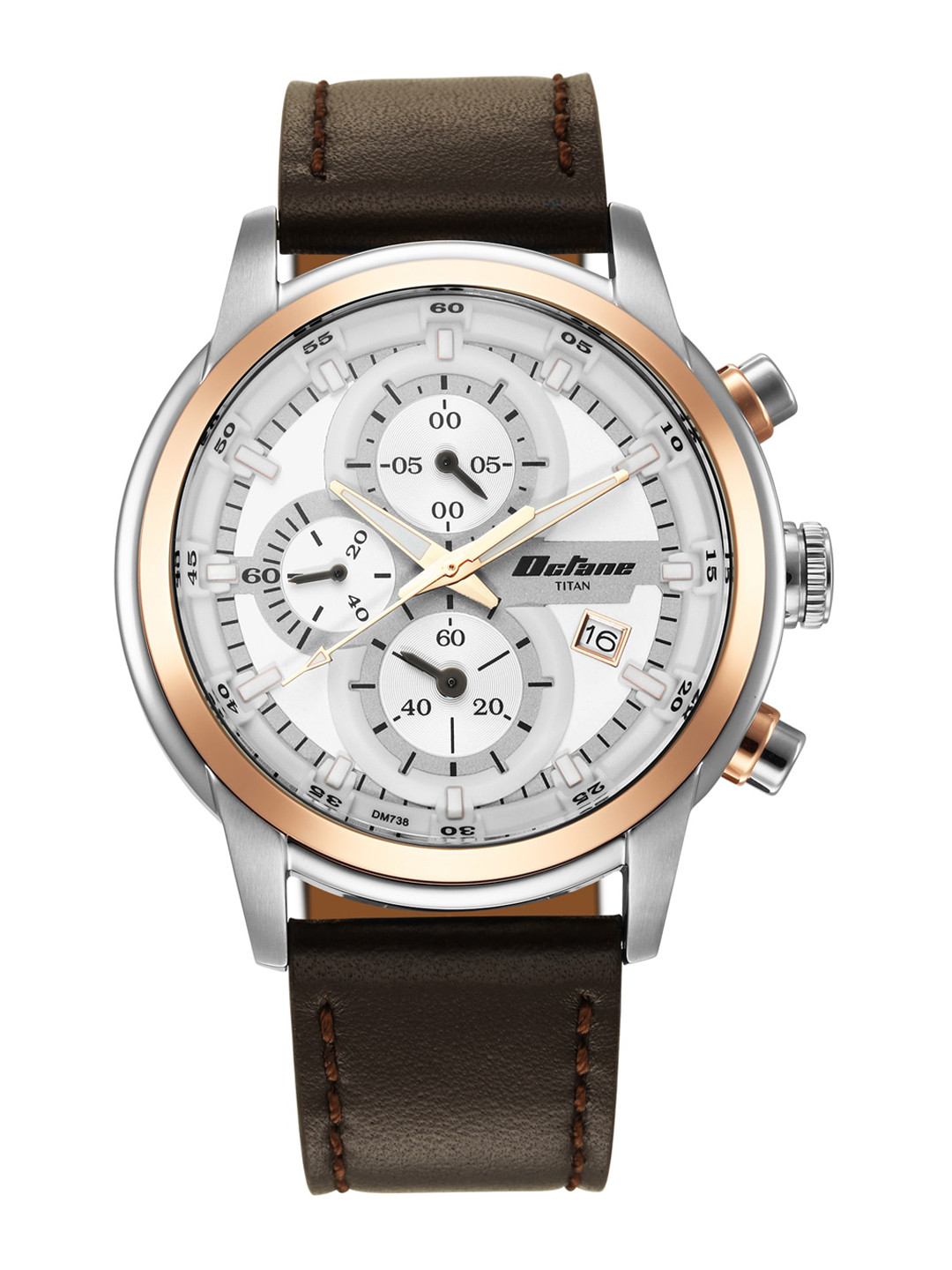 Buy Titan Men Silver Toned Dial & Brown Leather Straps Analogue Watch ...