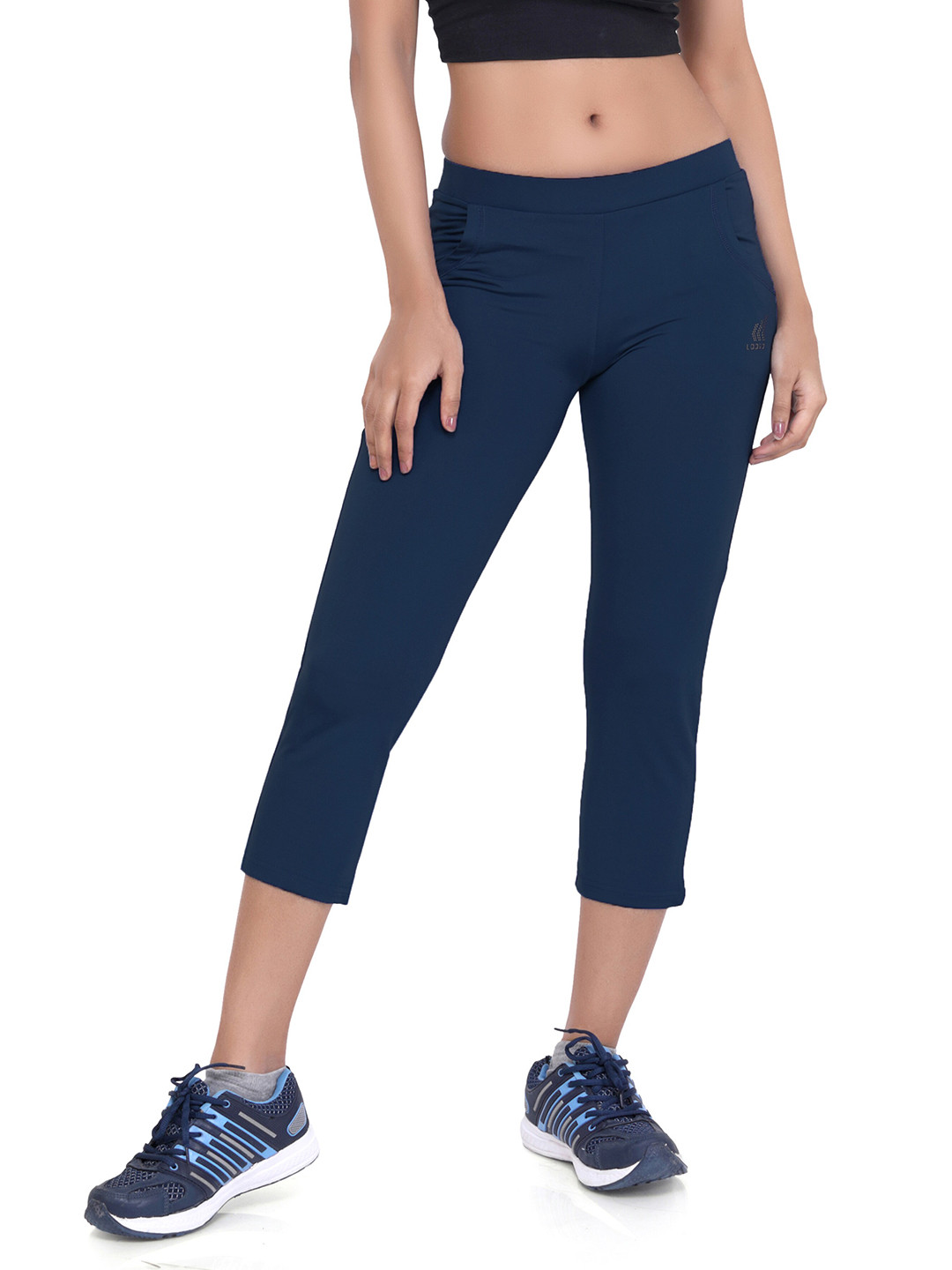 Buy LAASA SPORTS Women Navy Blue Regular Fit Capris Trackpant With ...