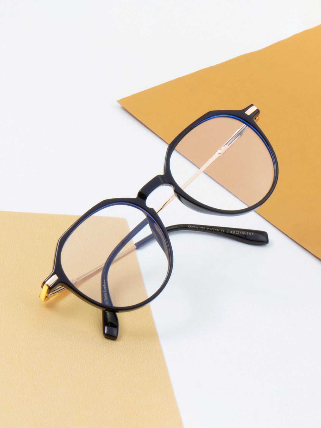 Buy Ted Smith Adult Black & Gold Toned Full Rim Round Frames Eyeglasses ...