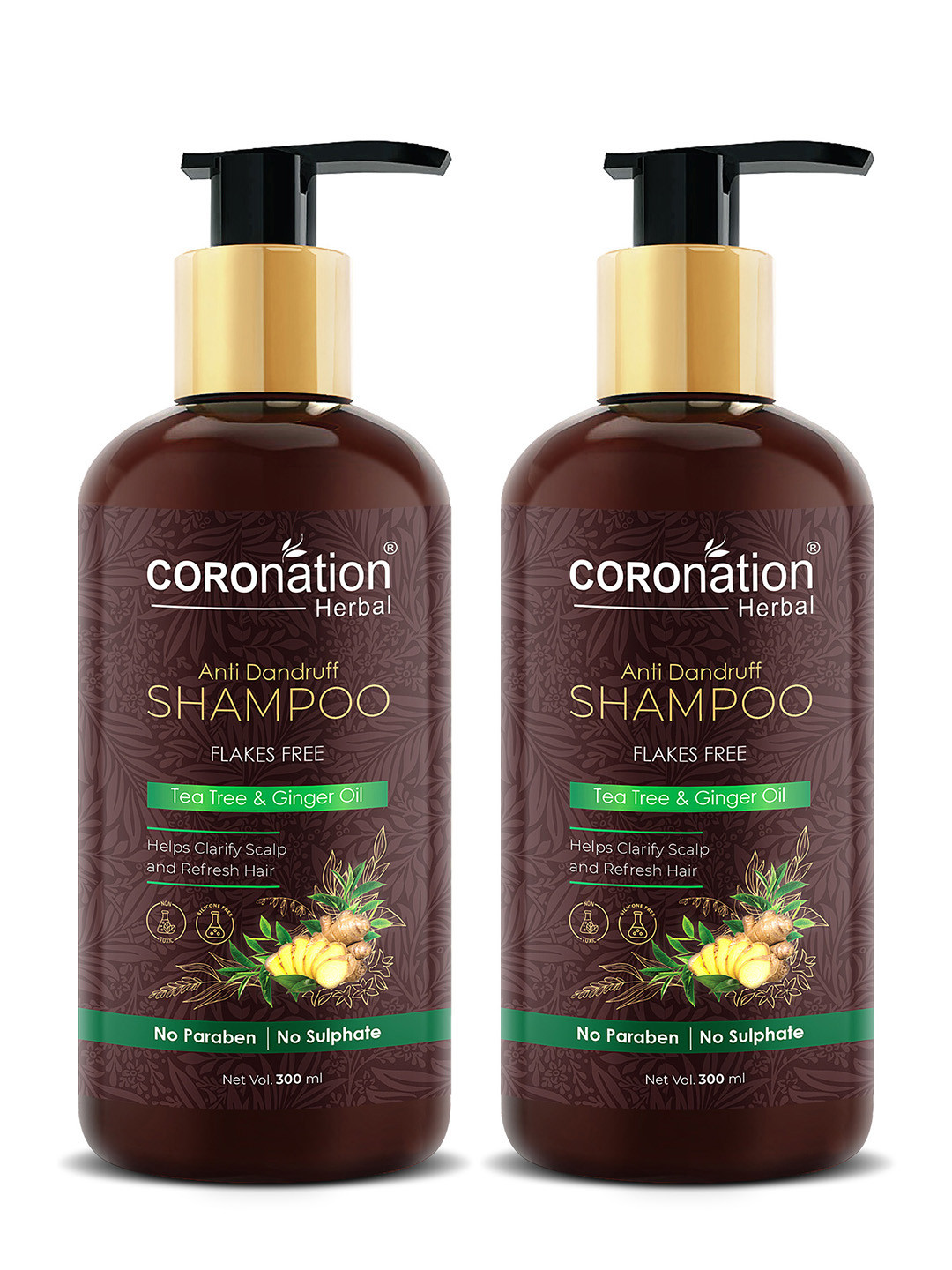 Buy COROnation Herbal Set Of 2 Tea Tree & Ginger Oil Anti Dandruff ...
