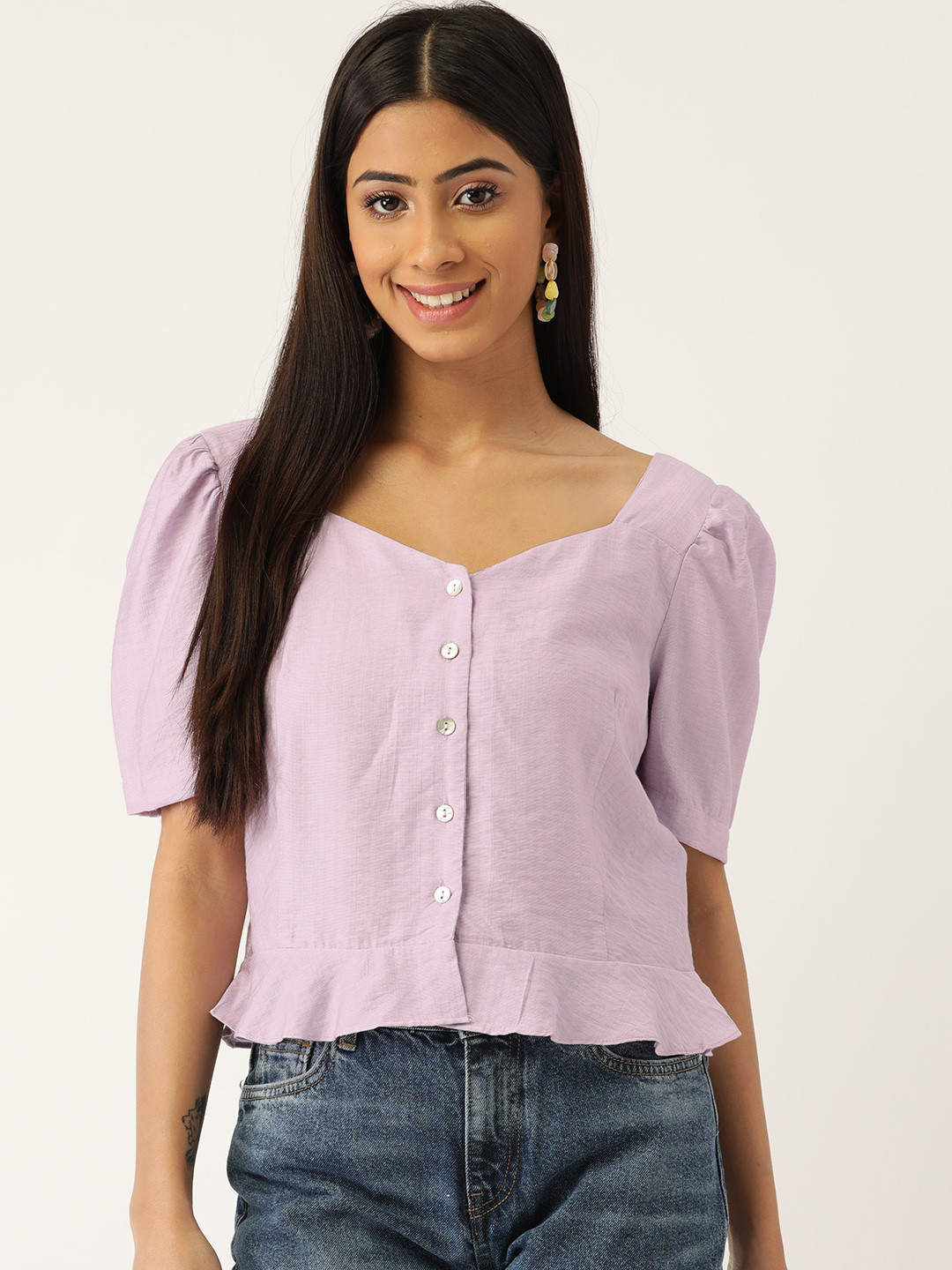 Buy Madame Lavender Solid Top - Tops for Women 17040806 | Myntra