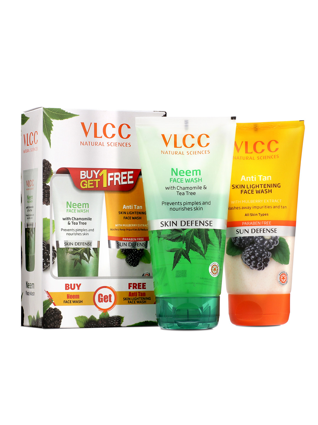 Buy VLCC Set Of Skin Defense Neem & Sun Defense Anti Tan Face Wash 150 ...