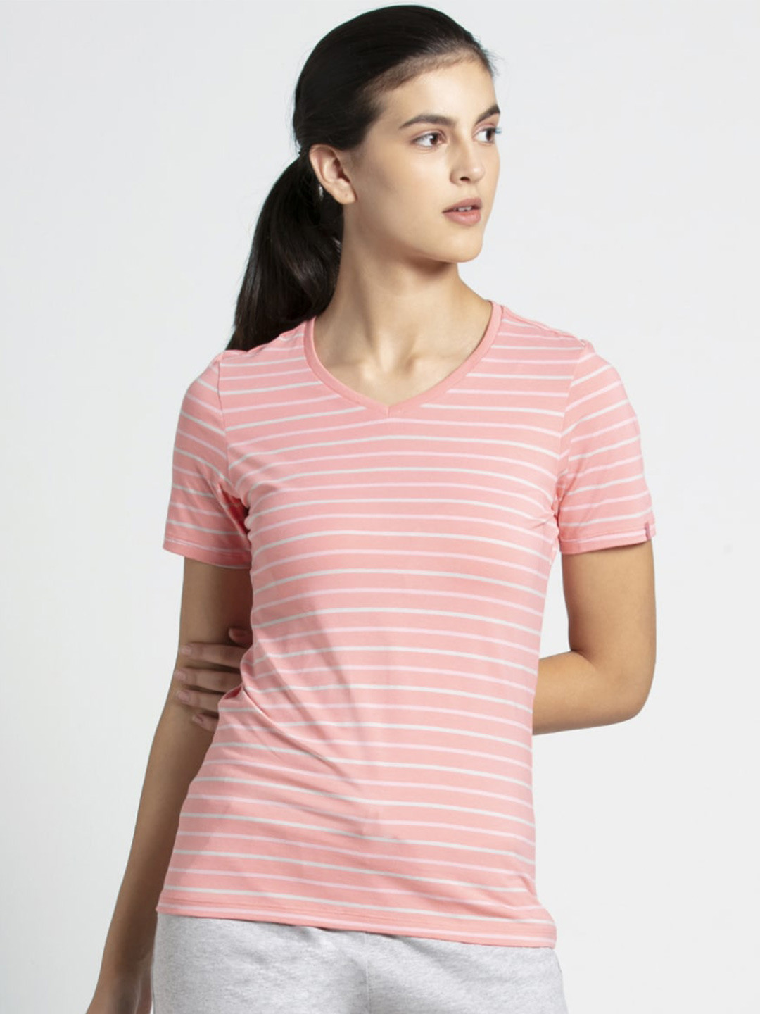 Buy Jockey Women Pink Striped T Shirt - Tshirts for Women 17048658 | Myntra