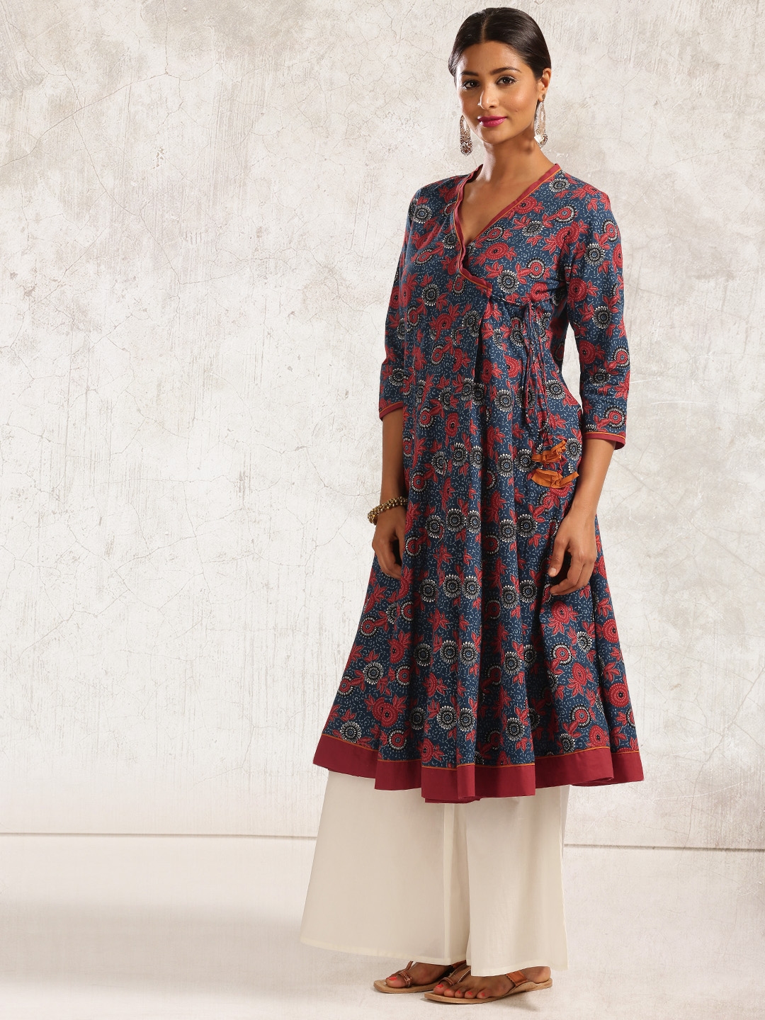 Buy Anouk Women Navy Blue Printed Angrakha Kurta - Kurtas for Women ... Buy Anouk Women Navy Blue Printed Angrakha Kurta - Kurtas for Women ...