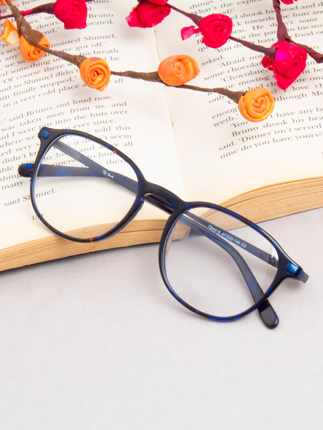 Buy Ted Smith Unisex Blue & Black Full Rim Round Frames Eyeglasses ...