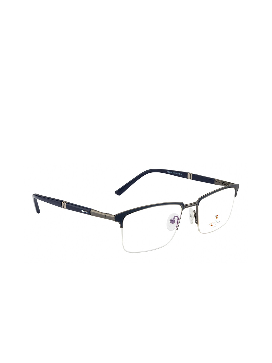 Buy Ted Smith Unisex Blue & Gunmetal Toned Half Rim Wayfarer Frames ...
