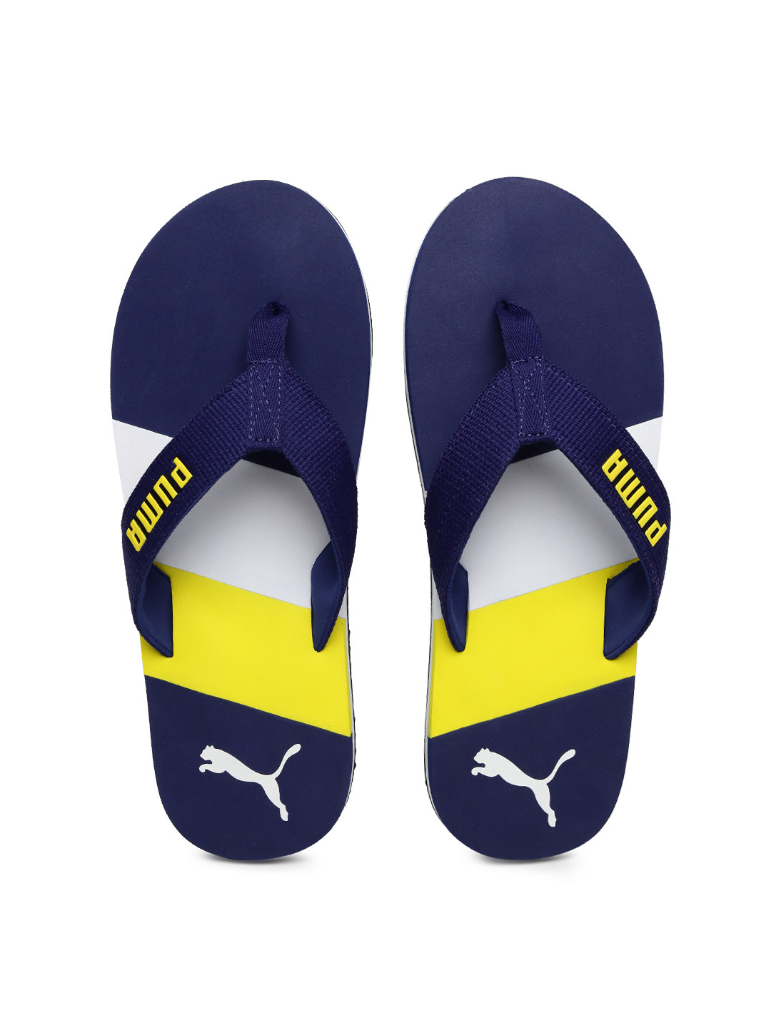 Buy PUMA Men Blue & Yellow Robby Colourblocked Flip Flops - Flip Flops ...