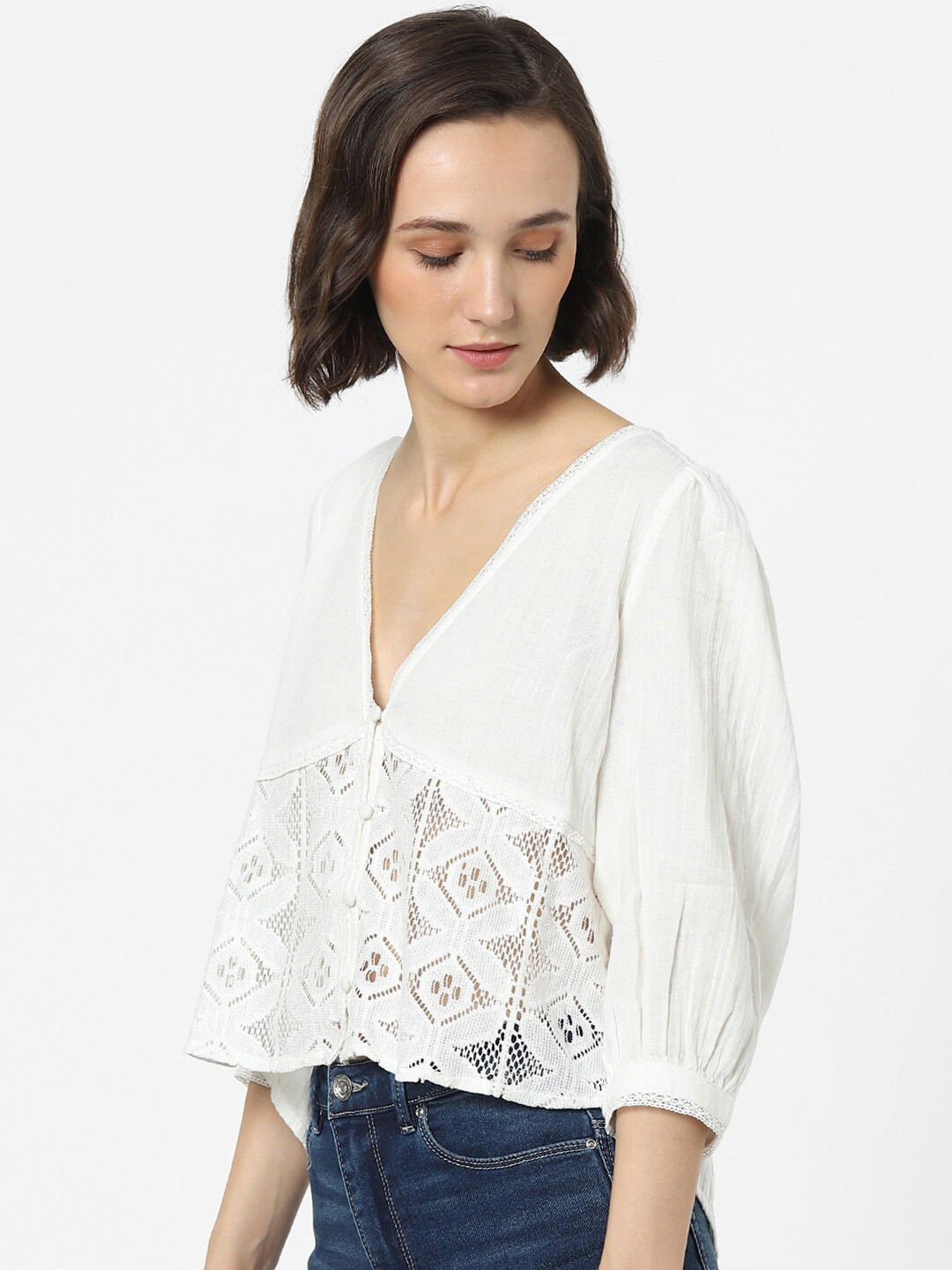 Buy ONLY Women White Textured Top - Tops for Women 17062848 | Myntra