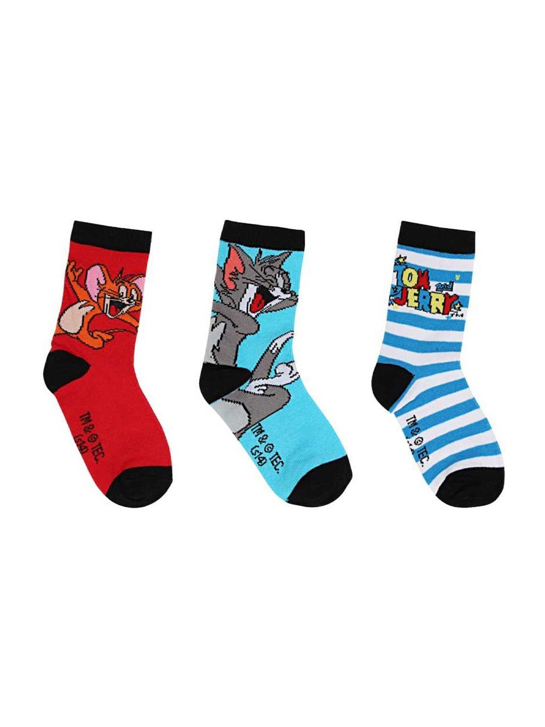 Buy Disney Boys Pack Of 3 Tom & Jerry Patterned Calf Length Socks ...