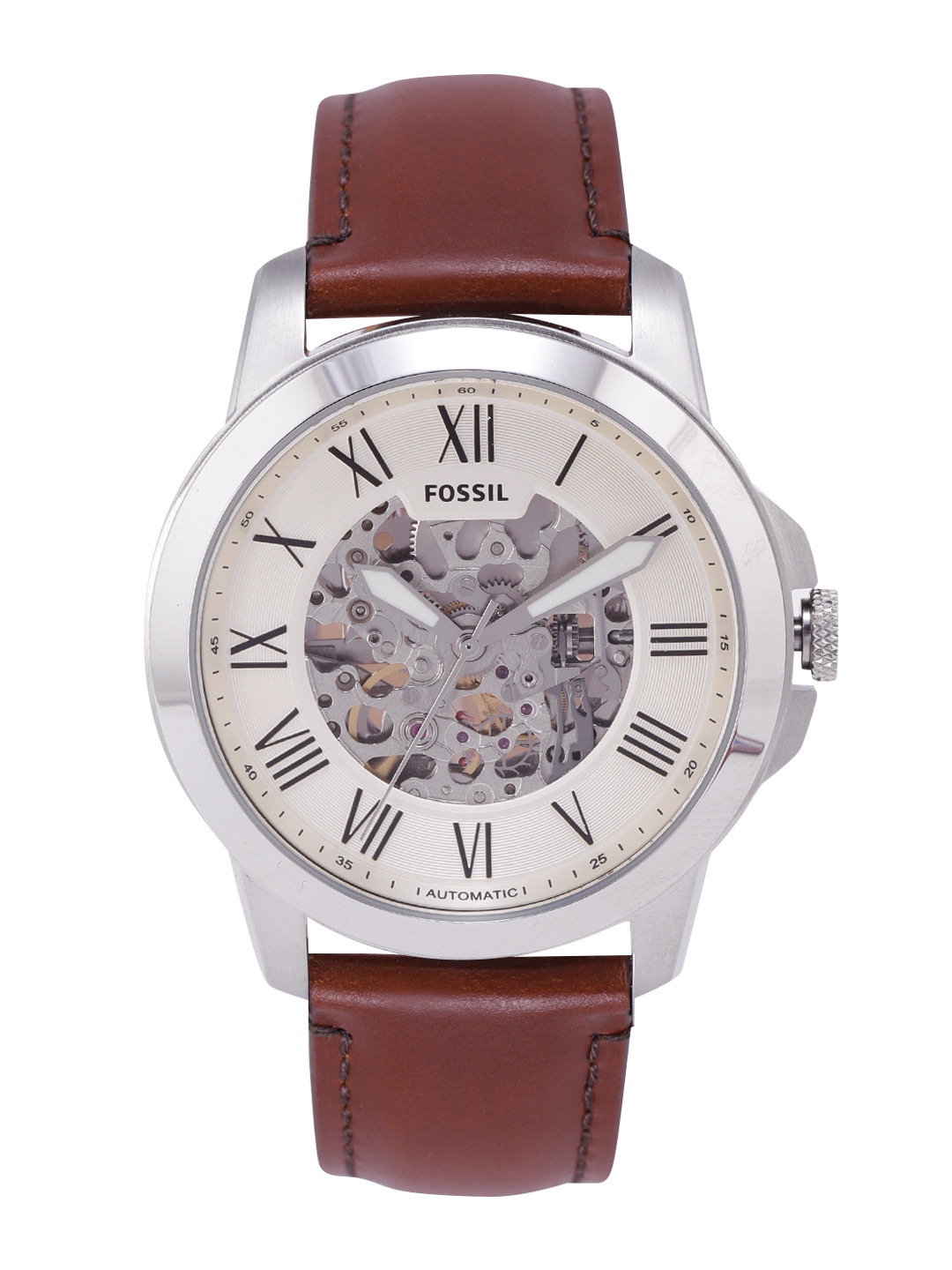 Buy Fossil Men Beige Skeleton Dial Analogue Automatic Motion Powered ...