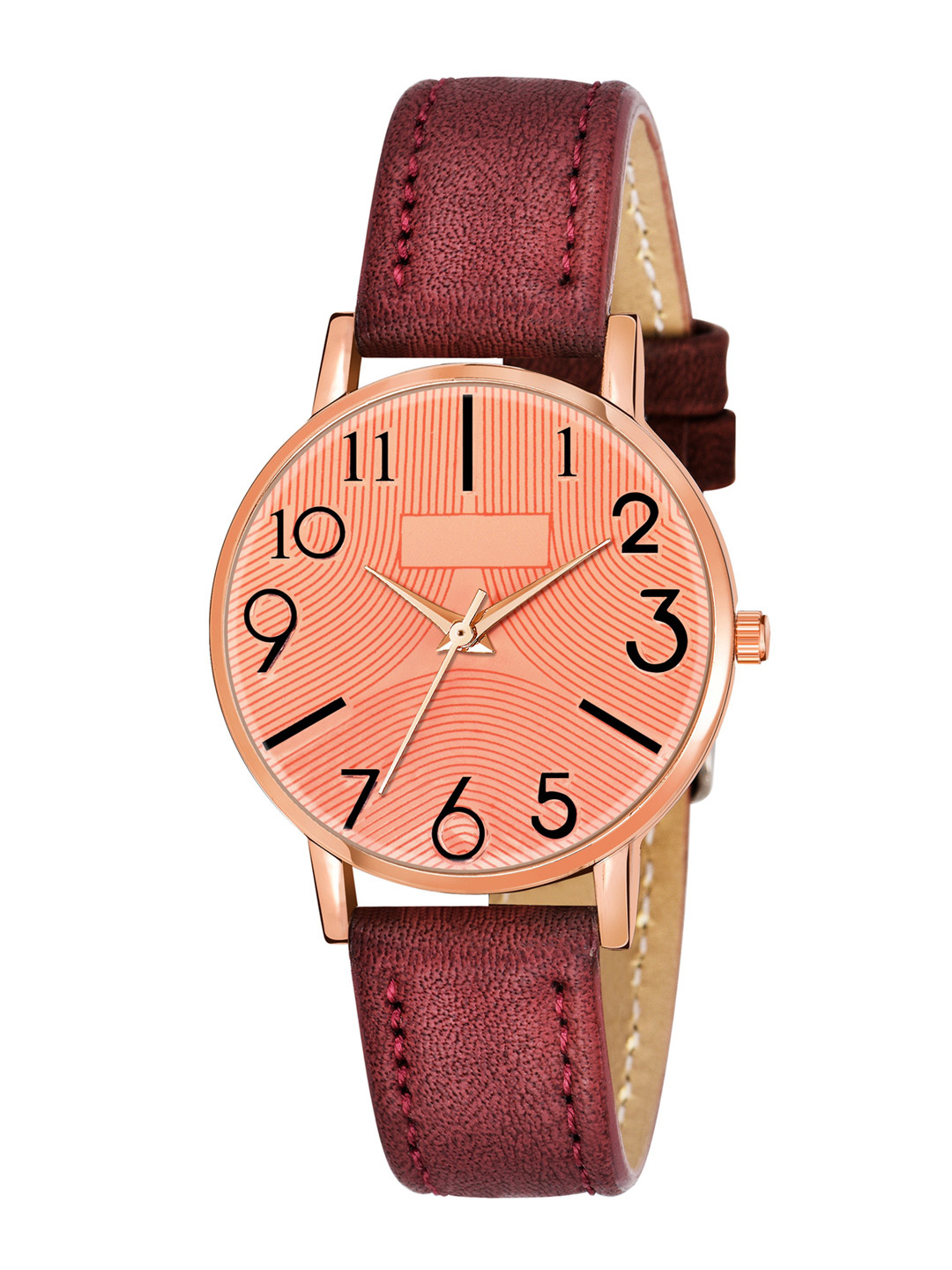 Buy Rage Enterprise Women Peach Coloured Brass Dial & Red Leather ...