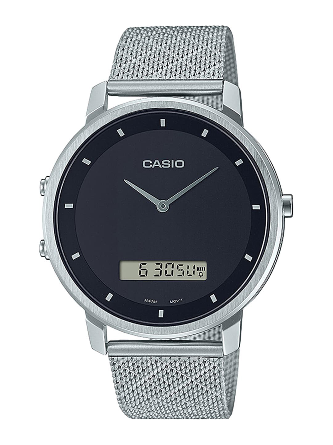 Buy CASIO Men Black Dial & Silver Toned Stainless Steel Bracelet Style ...