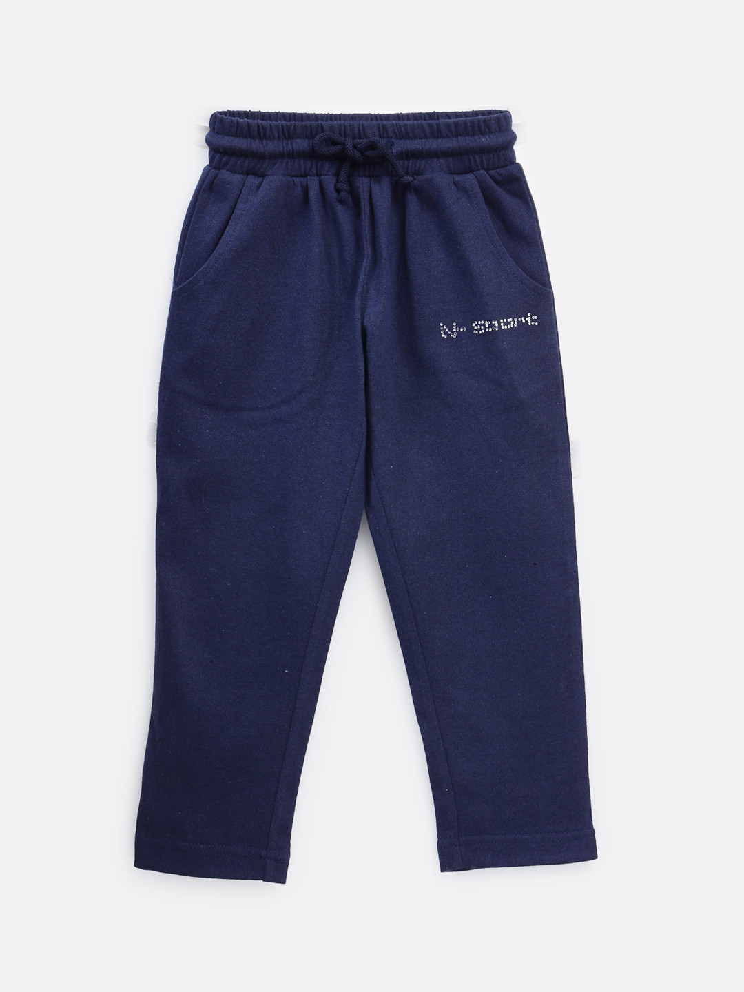 Buy NYNSH PlusS Kids Girls Navy Blue Solid Cotton Track Pants - Track ...