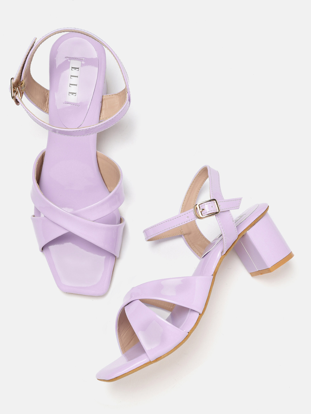 Buy ELLE Lavender Solid Block Heels - Heels for Women 17079172 | Myntra