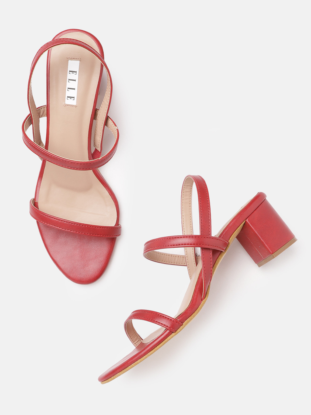 Buy ELLE Red Solid Block Heels - Heels for Women 17079178 | Myntra
