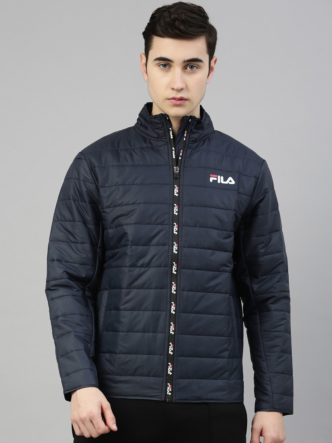 Buy FILA Men Navy Blue Running Padded Jacket - Jackets for Men 17079494 ...
