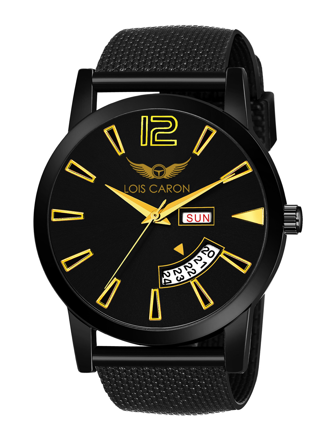 Buy LOIS CARON Men Black Printed Dial & Black Straps Analogue Watch MLC ...