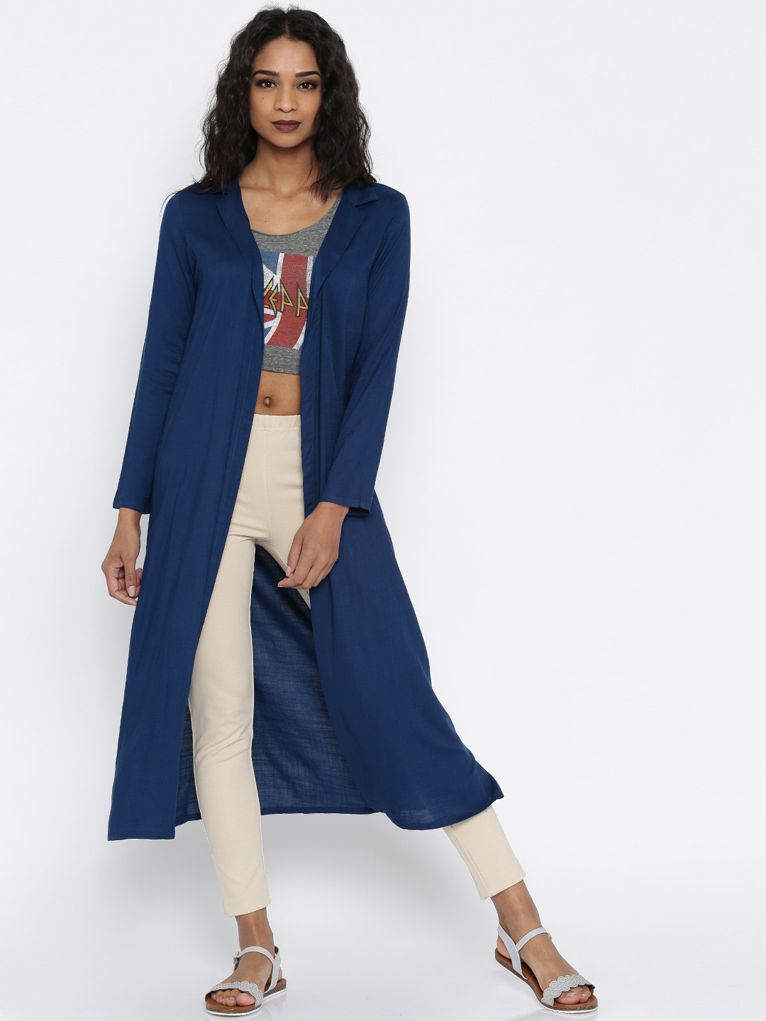 Buy Global Desi Blue Shrug - Shrug for Women 1708701 | Myntra
