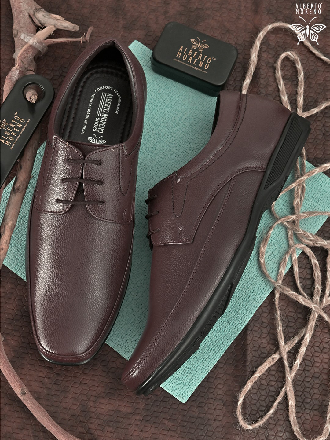 Buy ALBERTO MORENO Men Brown Solid Formal Derbys - Formal Shoes for Men ...