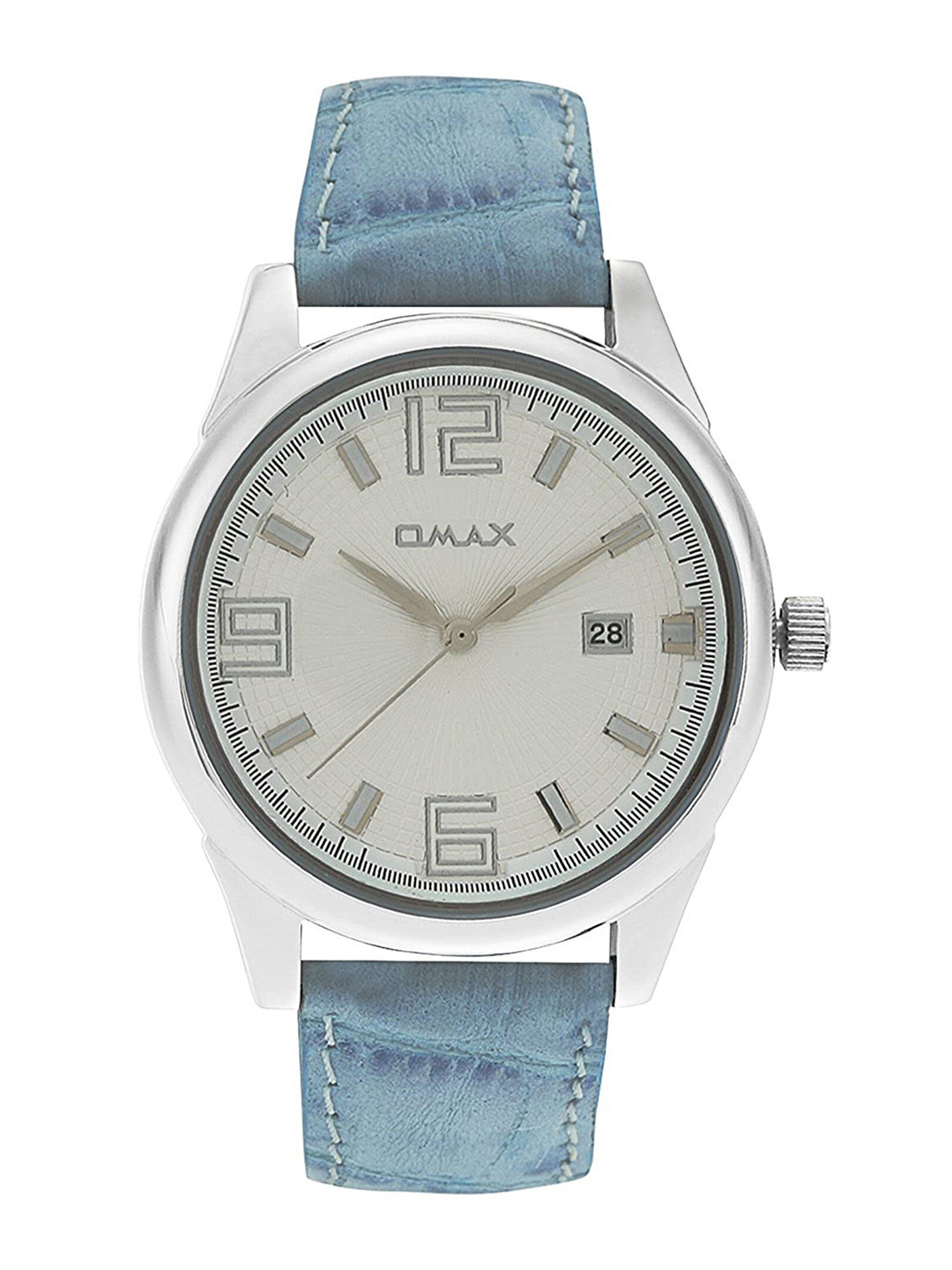 Buy Omax Men White Dial & Blue Leather Straps Analogue Watch - Watches ...