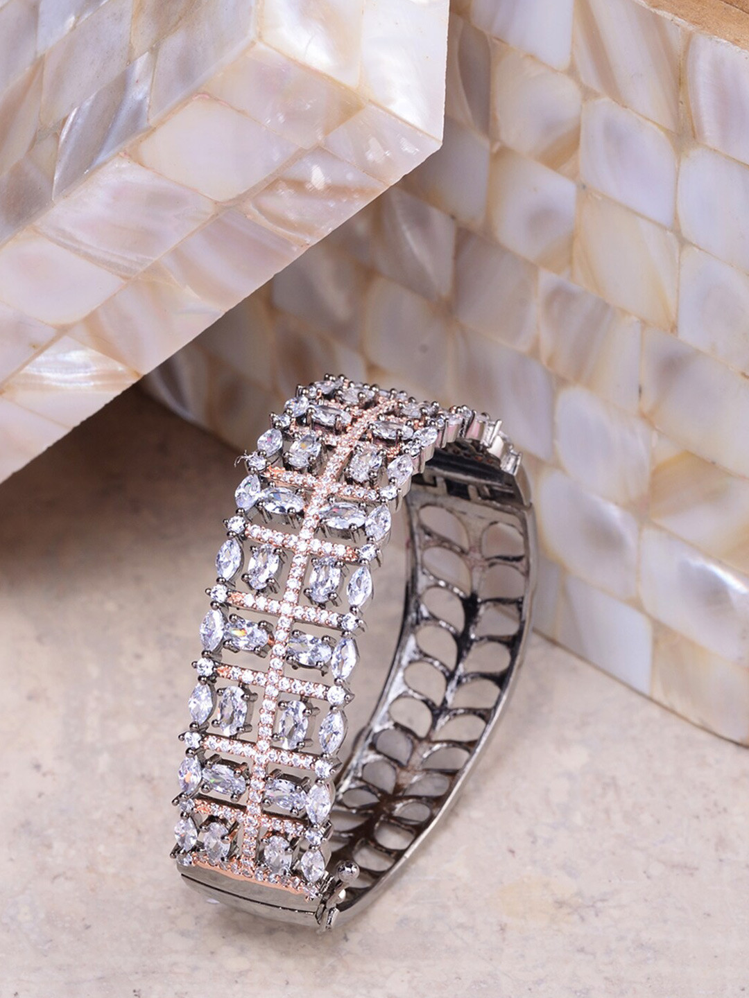 Buy Saraf RS Jewellery Women Silver Toned Brass Silver Plated Bangle ...