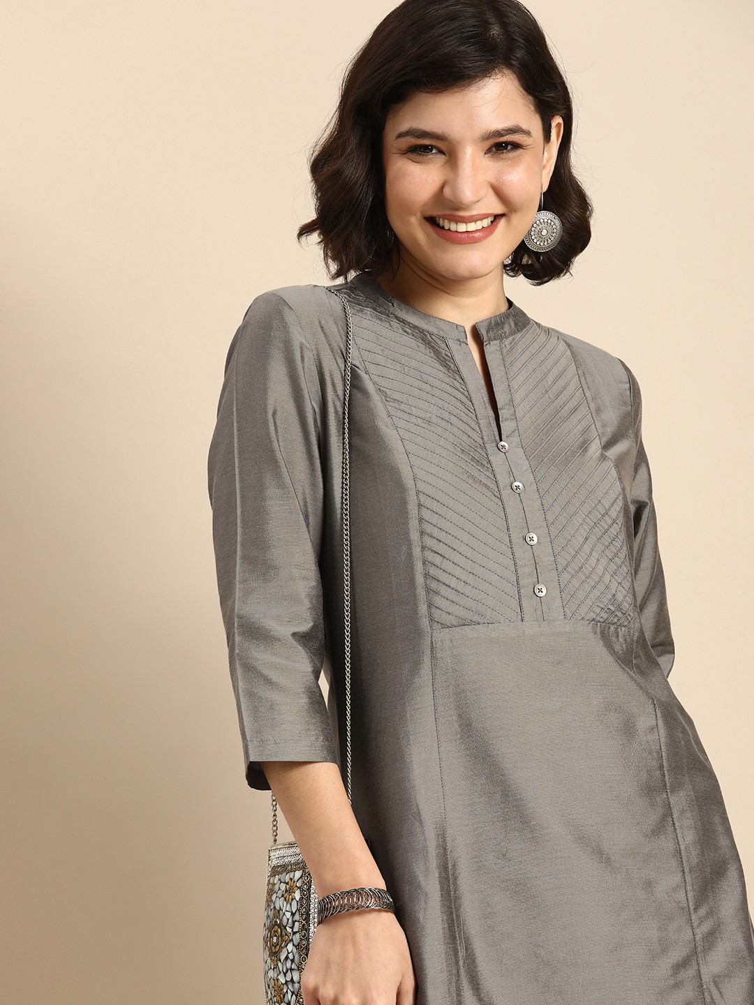 Buy Anouk Women Grey Solid Kurta - Kurtas for Women 17090754 | Myntra