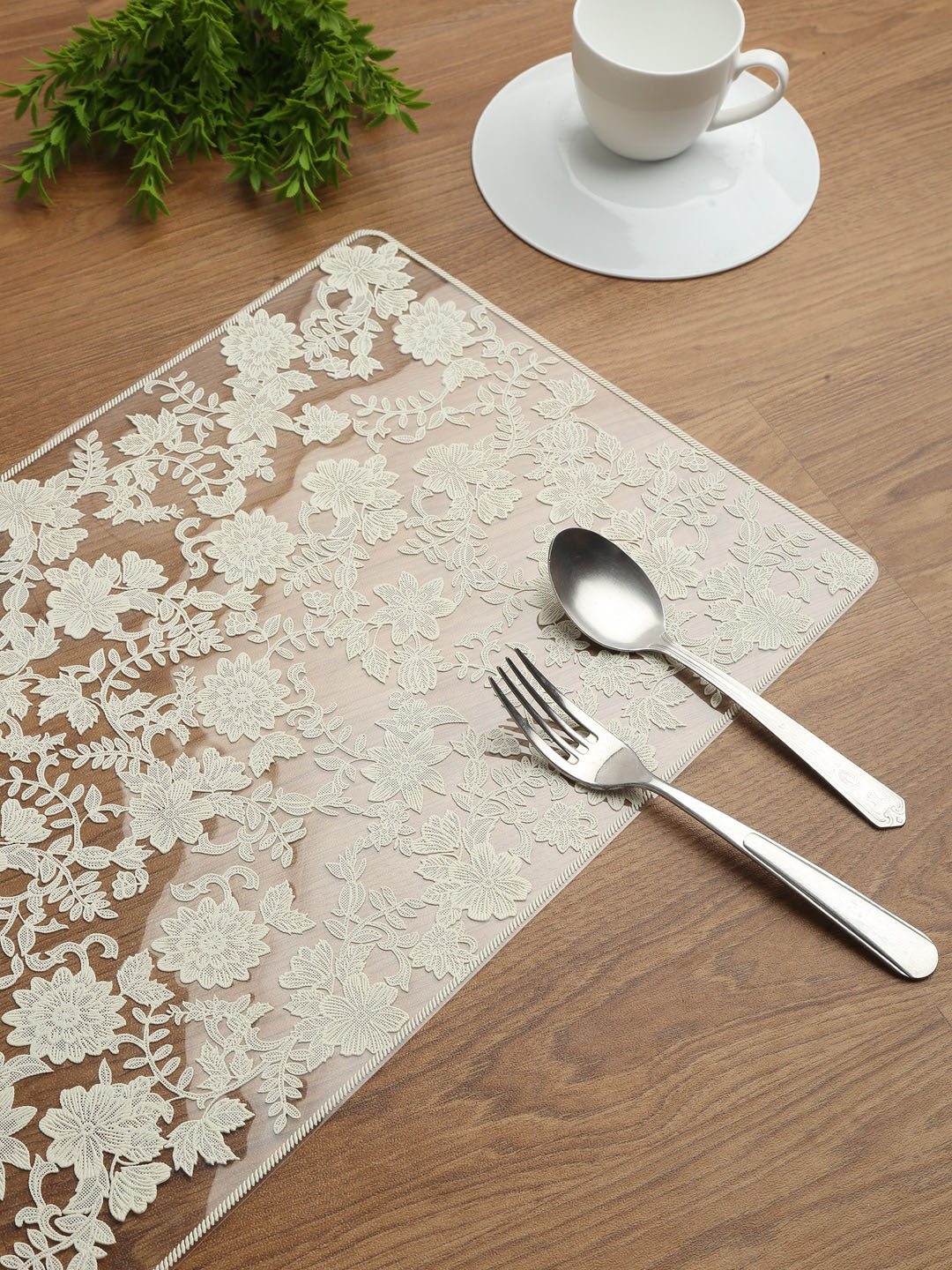 Buy HOSTA HOMES Set Of 6 Beige Textured Rectangular Table Placements ...