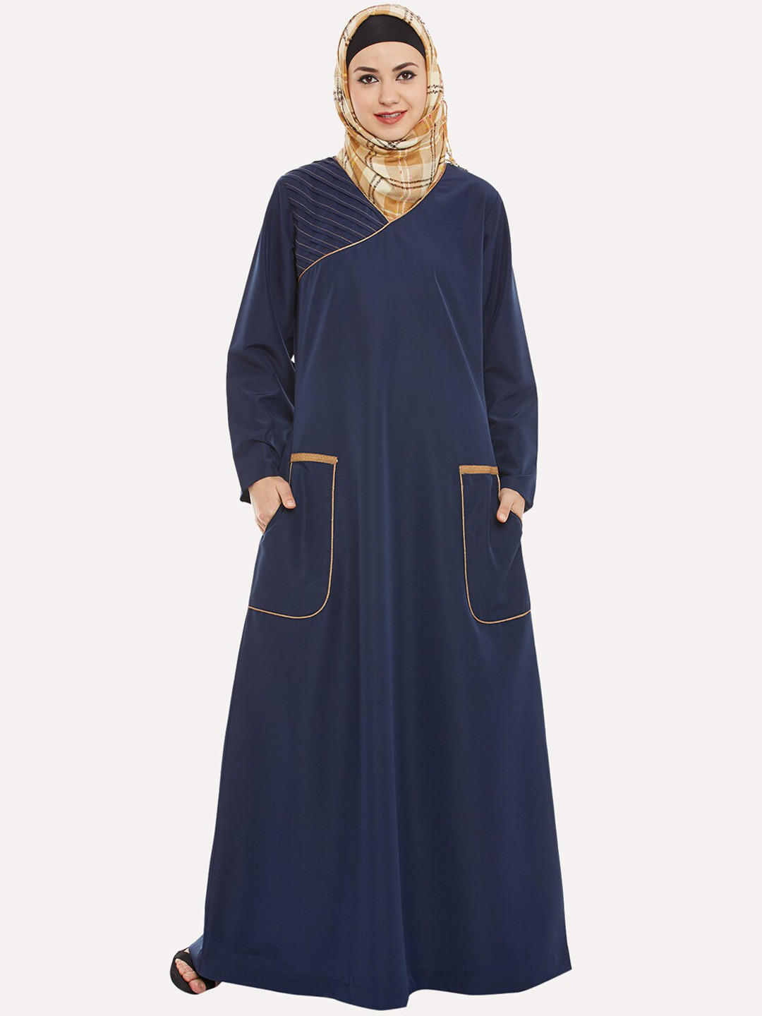 Buy MOMIN LIBAS Women Navy Blue Solid Abaya Burqa - Burqas for Women ...