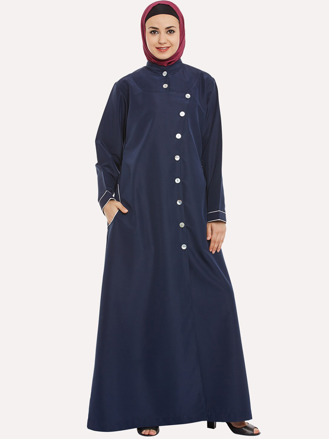 Buy MOMIN LIBAS Women Navy Blue Solid Abaya Burqa - Burqas for Women ...