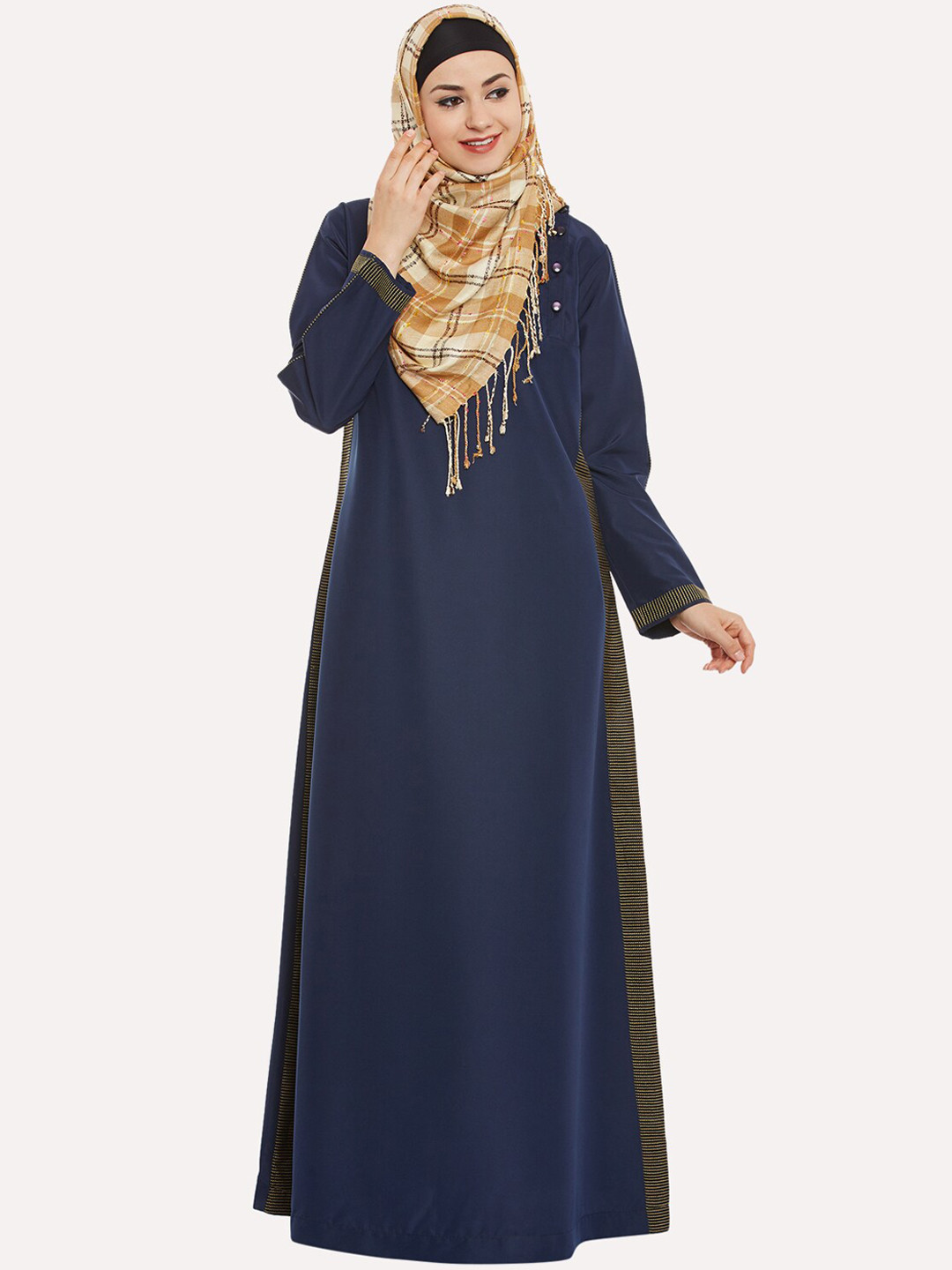 Buy MOMIN LIBAS Women Navy Blue Solid Abaya Burqa - Burqas for Women ...