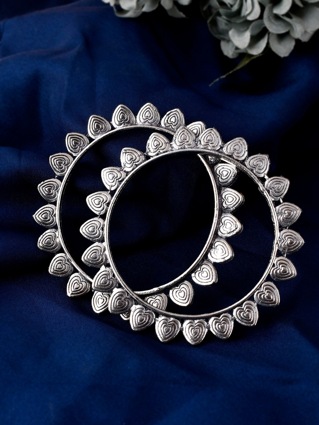 Buy Silvermerc Designs Set Of 2 Silver Plated Oxidized Bangles - Bangle ...