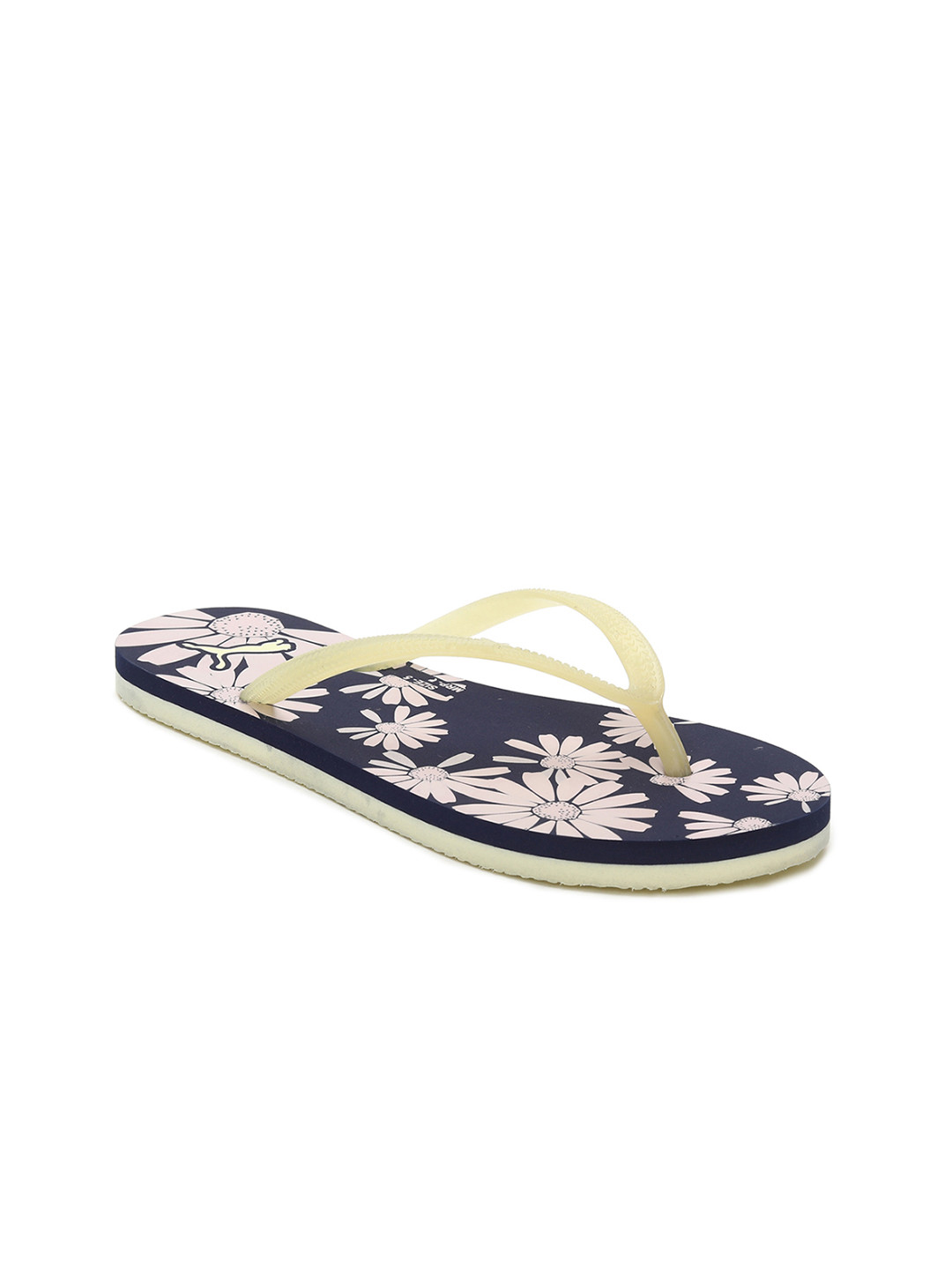 Buy Puma Women Navy Blue & Yellow Swift Printed Thong Flip Flops - Flip ...