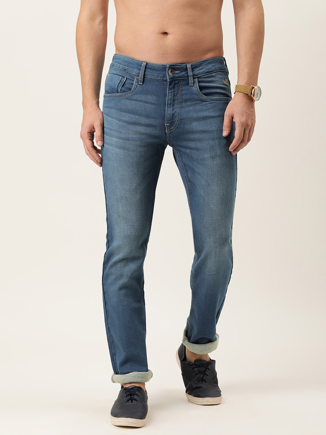 Buy Flying Machine Men Blue Michael Slim Tapered Fit Light Fade ...