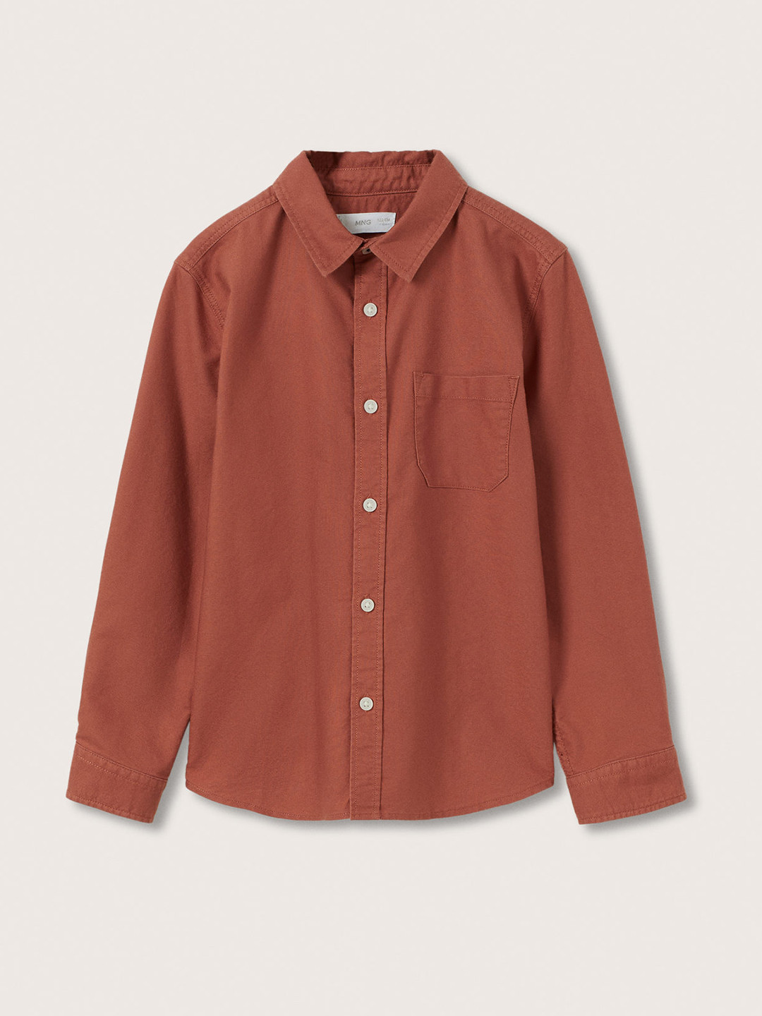 Buy Mango Kids Boys Rust Red Solid Cotton Casual Shirt - Shirts for ...