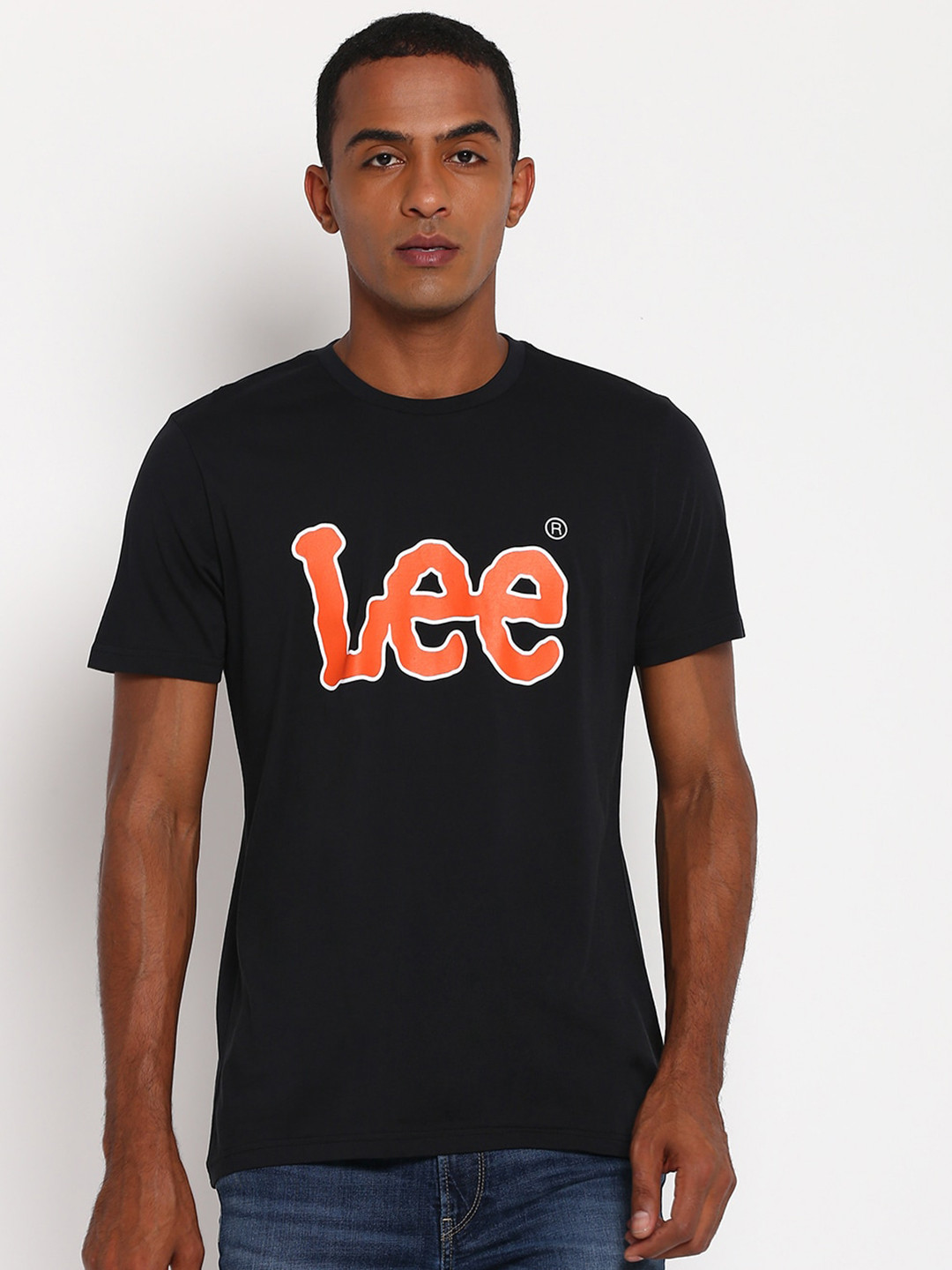 Buy Lee Men Black Brand Logo Printed Slim Fit T Shirt - Tshirts for Men ...