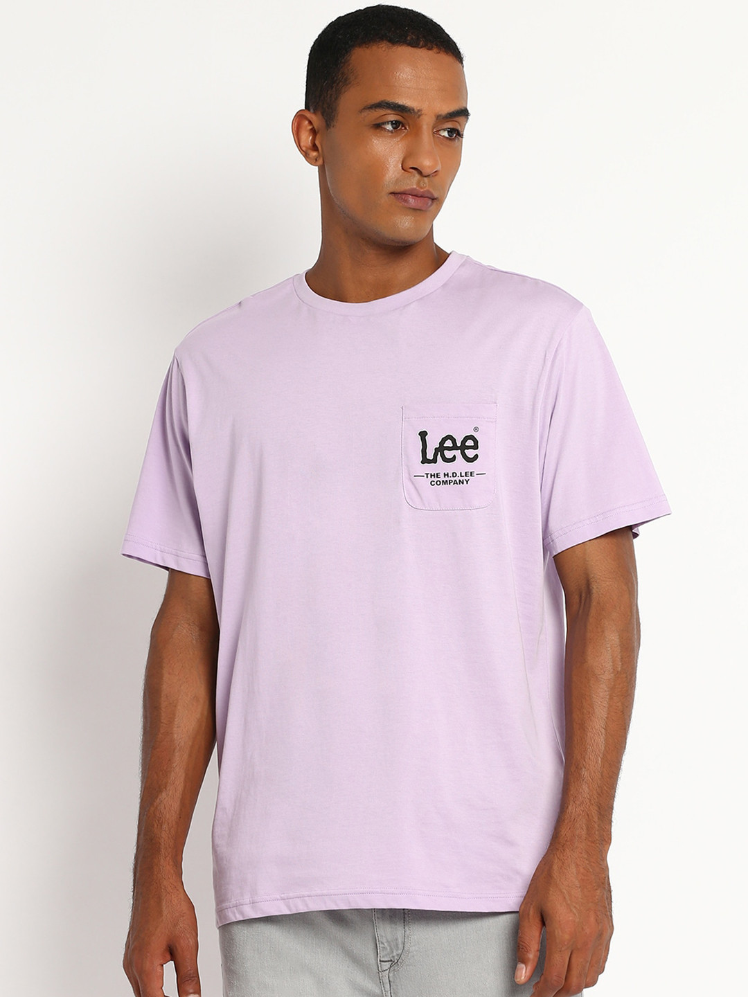 Buy Lee Men Lavender Brand Logo Printed T Shirt - Tshirts for Men ...