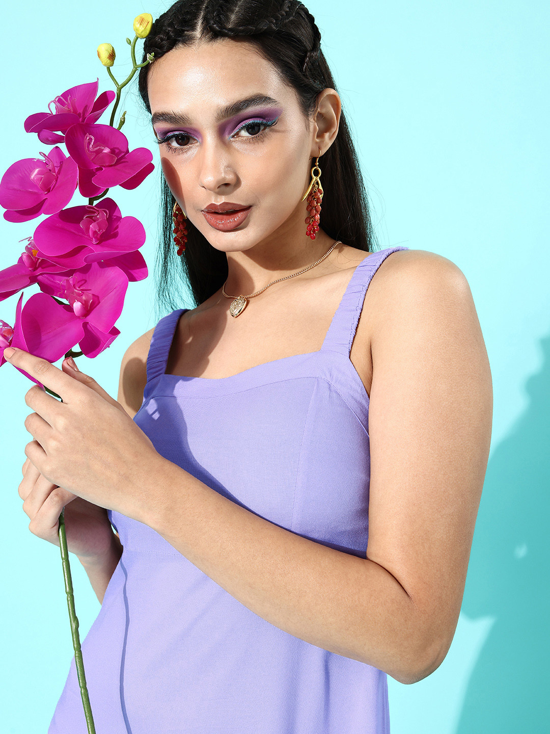 Buy DressBerry Women Elegant Lavender Solid Sundress - Dresses for ...