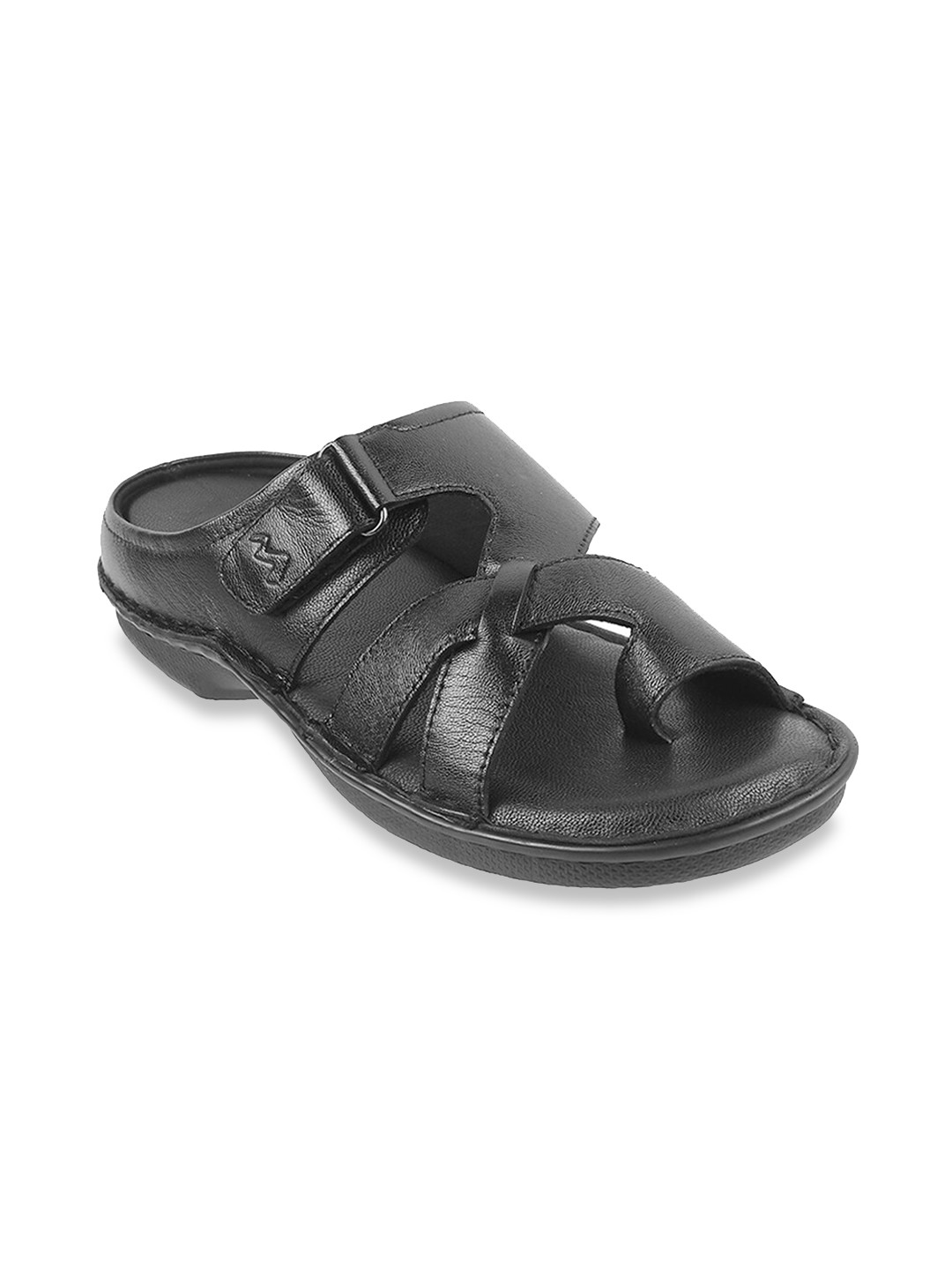 Buy Metro Men Black Leather Comfort Sandals - Sandals for Men 17110188 ...