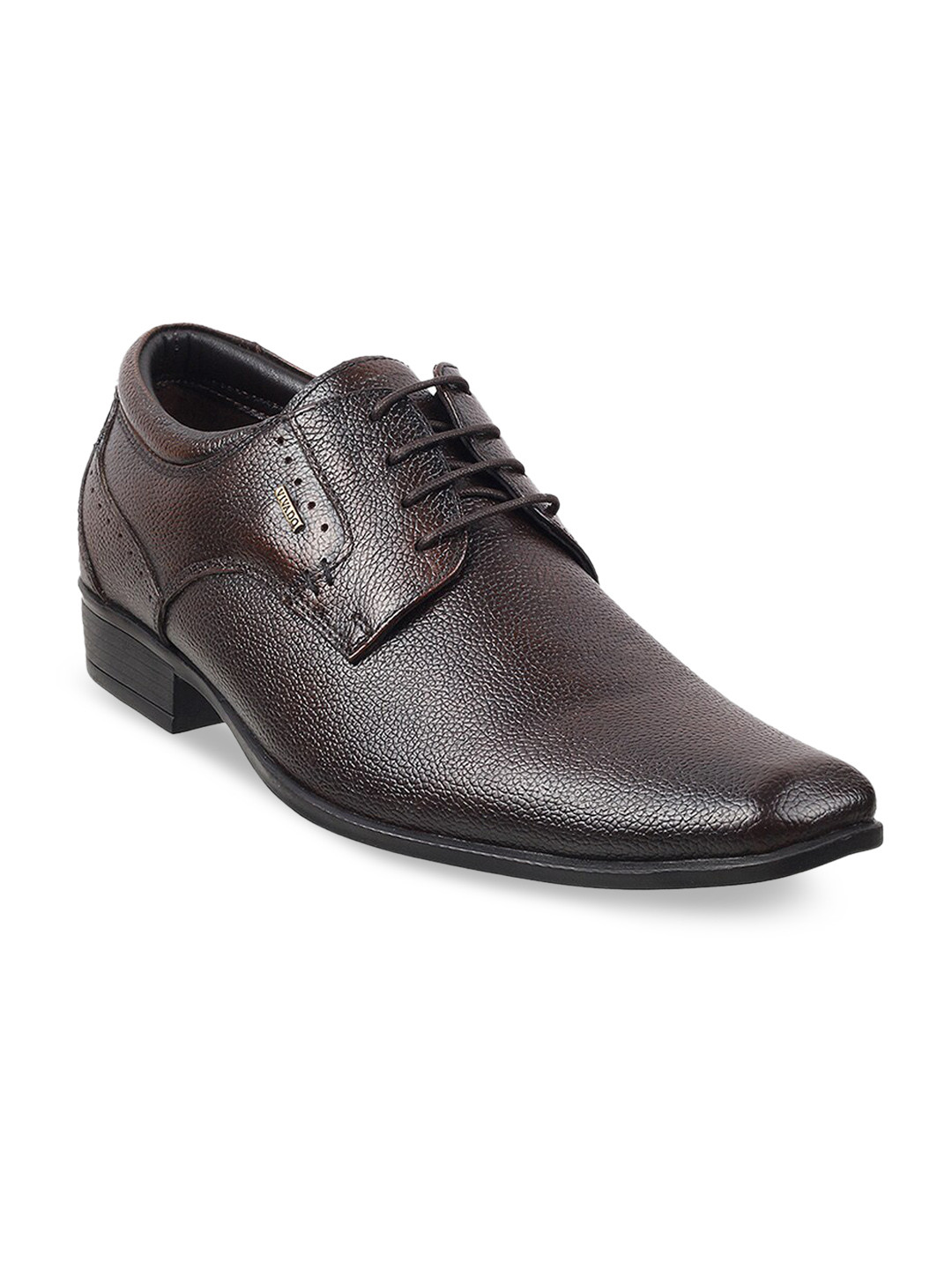 Buy WALKWAY By Metro Men Brown Solid Leather Formal Derbys - Formal ...