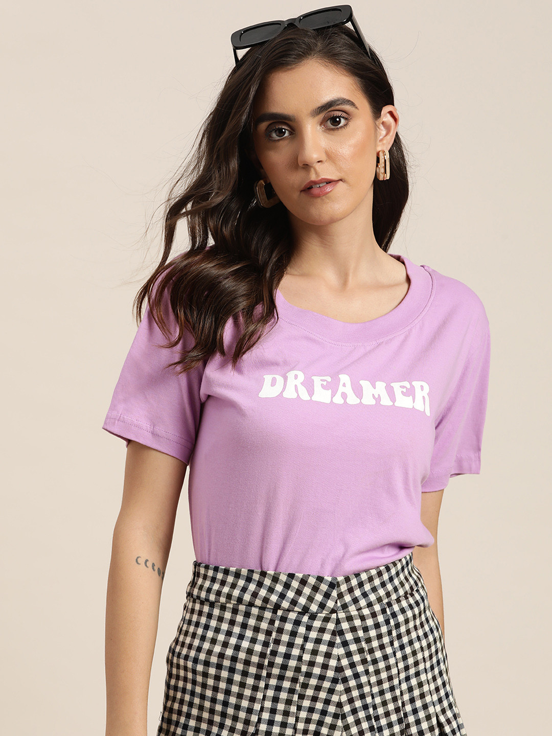 Buy Moda Rapido Women Purple Typography Joyful Conversation Tshirt ...