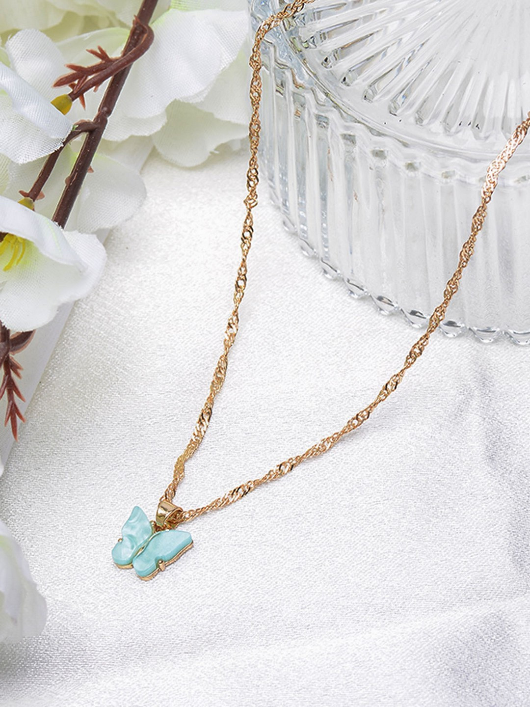Buy POPLINS Blue & Gold Toned Butterfly Chain - Necklace And Chains for ...
