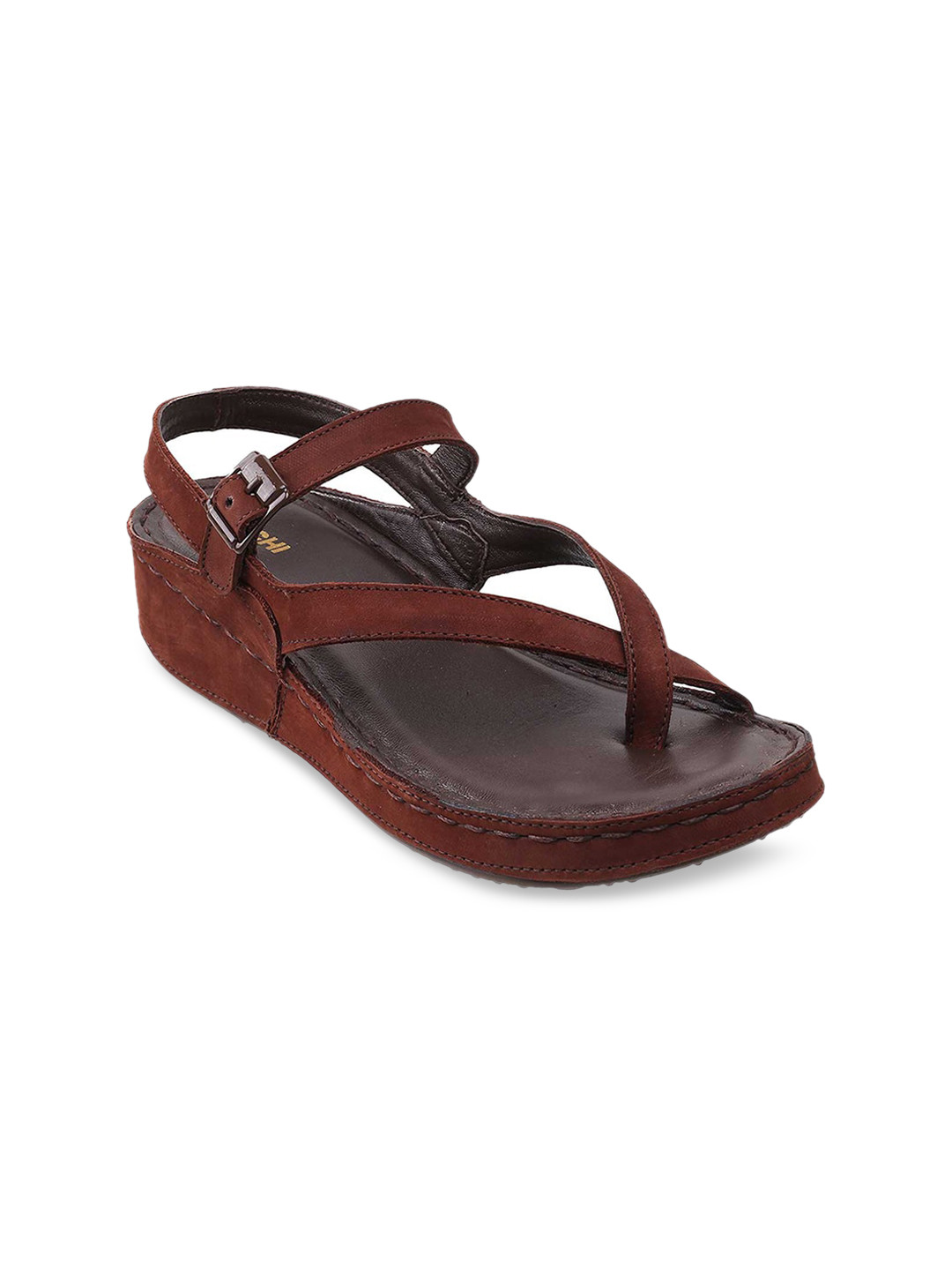 Buy Mochi Brown Suede Comfort Sandals - Heels for Women 17121862 | Myntra