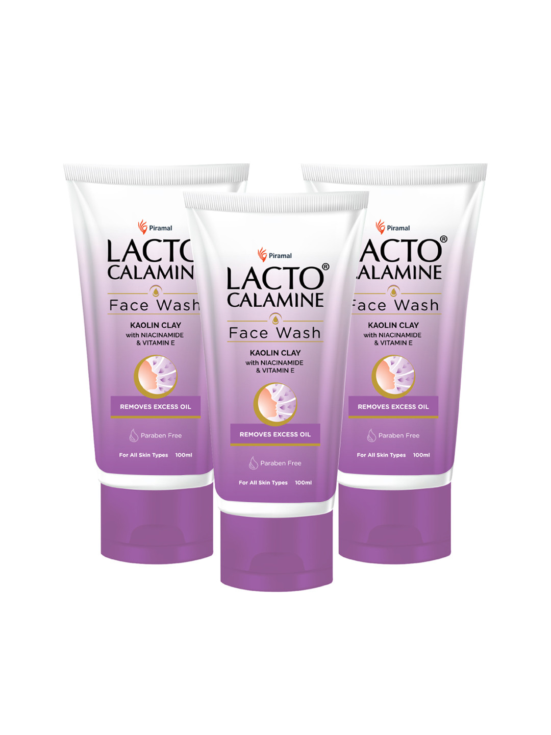 Buy Lacto Calamine Set Of 3 Kaolin Clay Face Wash For Oily Skin 100ml ...