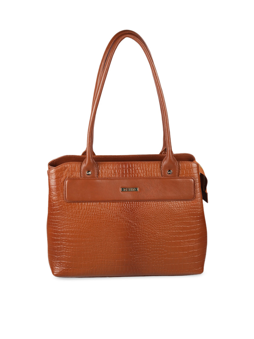 Buy Metro Tan Animal Textured Leather Structured Shoulder Bag ...