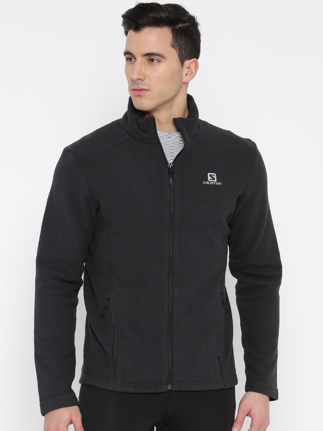 Buy Salomon Grey PANORAMA FZ Midlayer Relaxed Fit Fleece Jacket ...