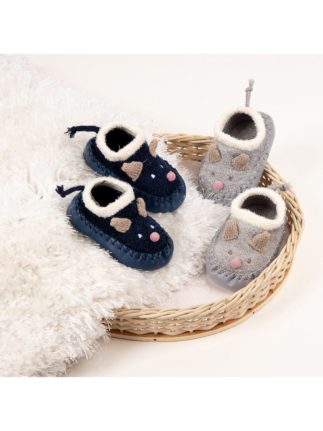 Buy KICKS & CRAWL Kids Navy Blue & Grey Pack Of 2 Anti Skid Booties ...