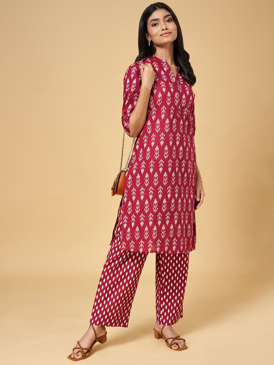 Buy RANGMANCH BY PANTALOONS Women Maroon Ethnic Motifs Printed Pure ...